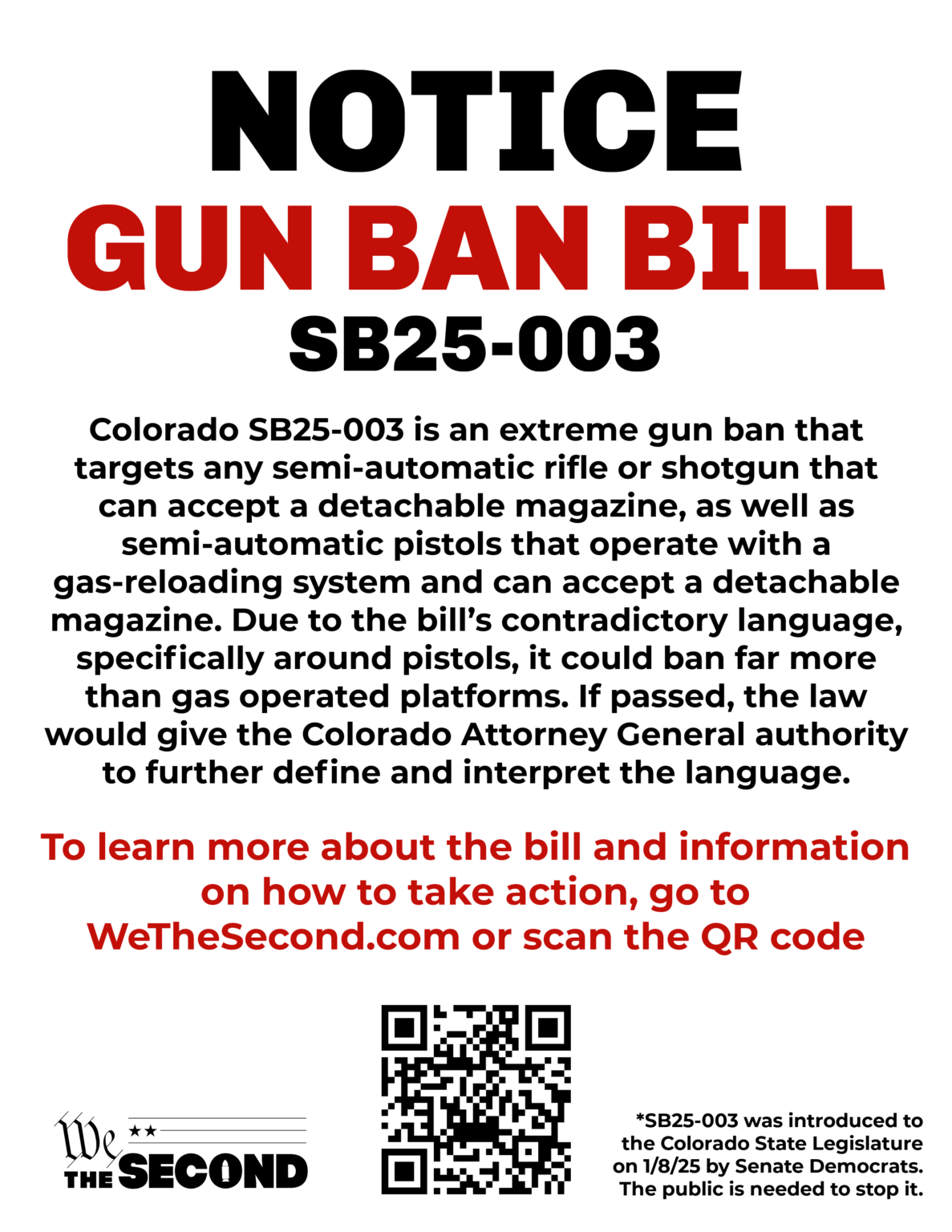 Colorado Assault Weapons Semi-Auto Gun Ban: Bill SB25-003 - We The ...